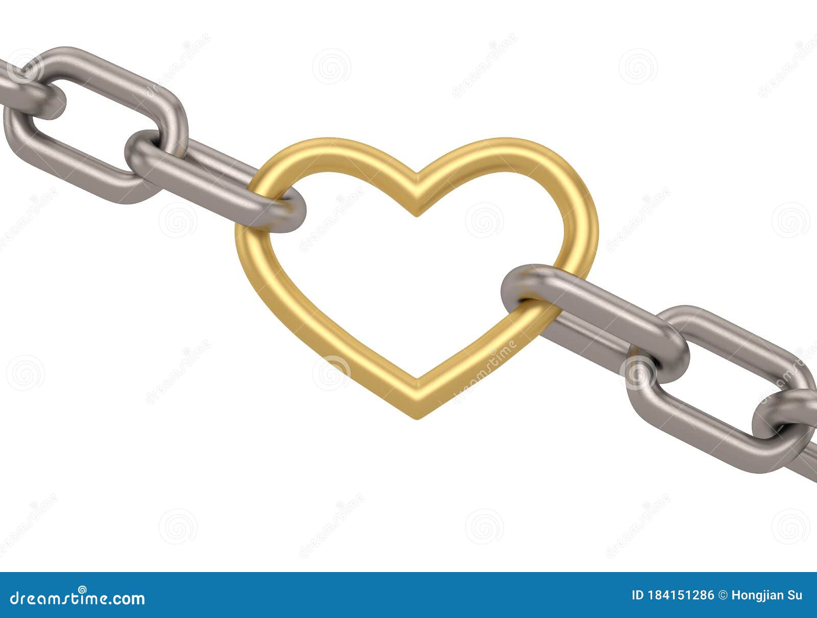 Heart with Chain Isolated on White Background. 3D Illustration Stock ...