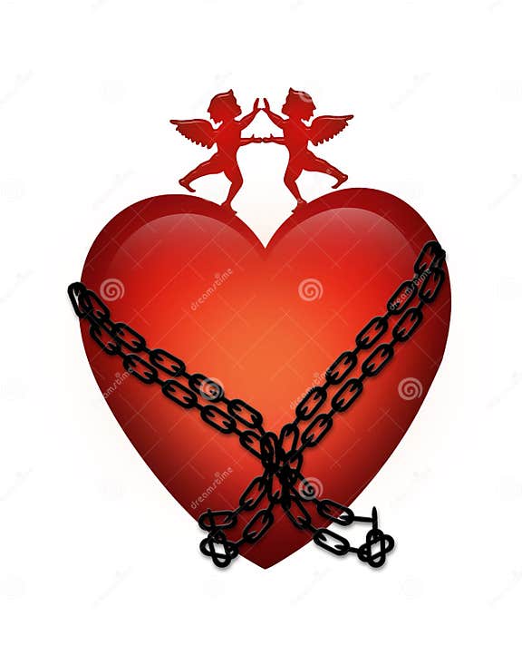 Heart in chains Tattoo stock illustration. Illustration of decorative ...