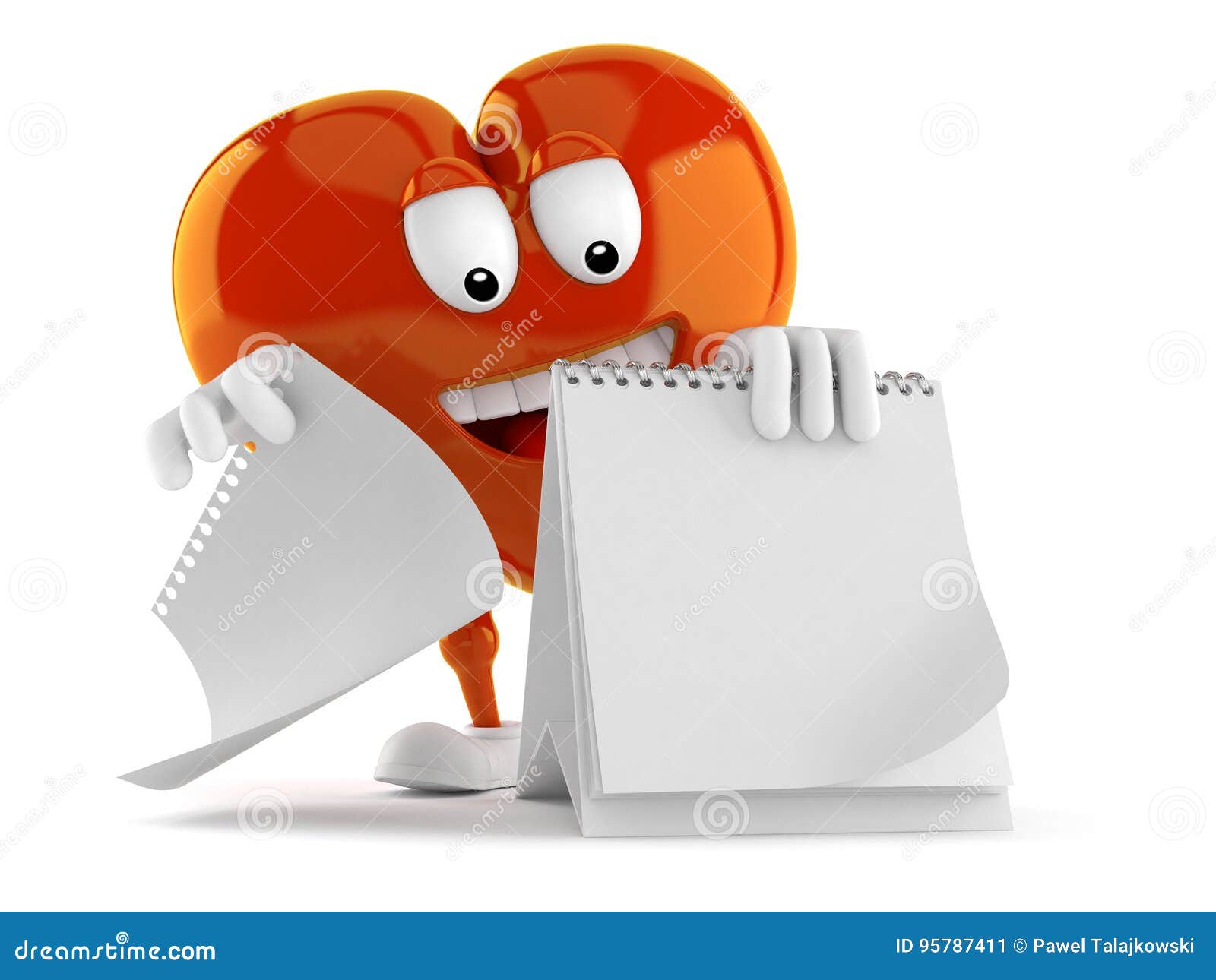 Heart Character with Blank Calendar Stock Illustration - Illustration ...