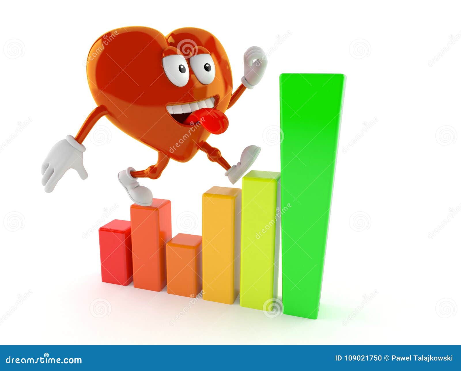 Heart character with chart stock illustration. Illustration of gain ...