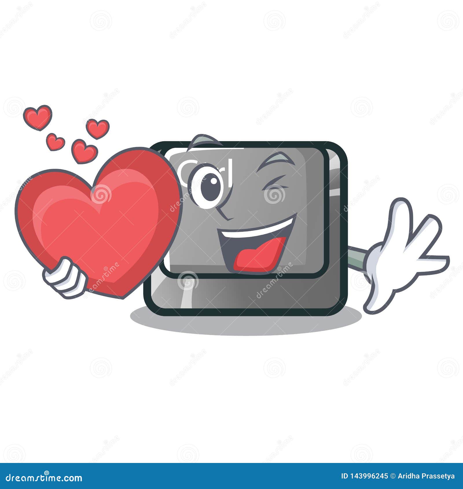 With Heart Character Ctrl Button Attached On Computer Stock Vector