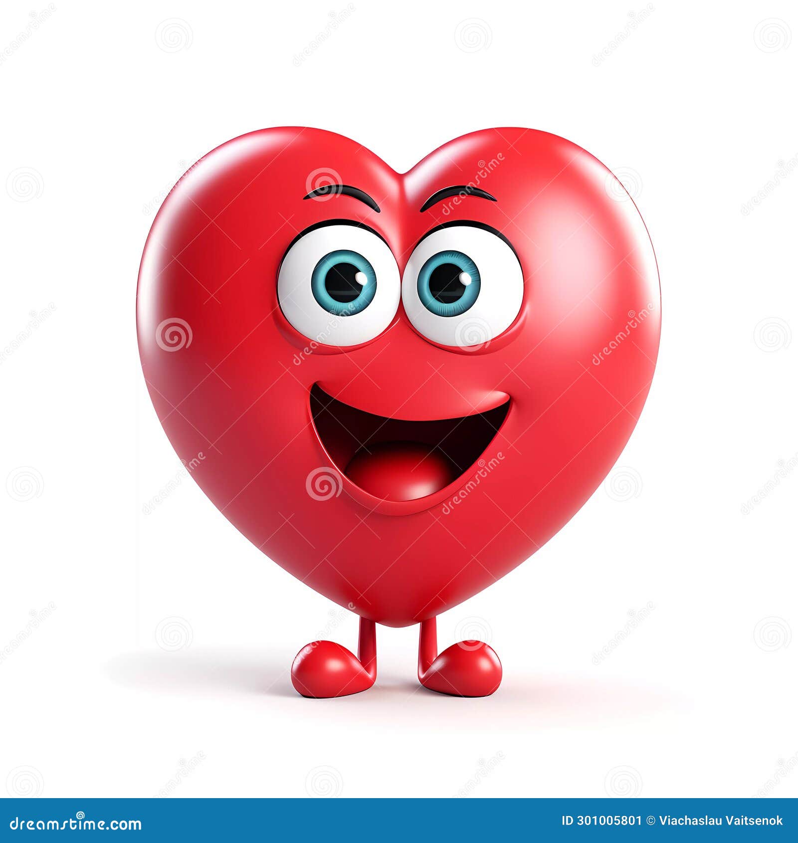 Heart Character Isolated on White Background Stock Illustration ...