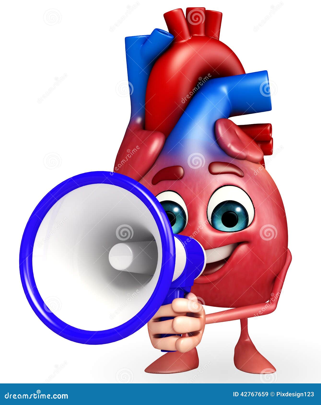 Heart Character With Loudspeaker Stock Illustration - Illustration of ...
