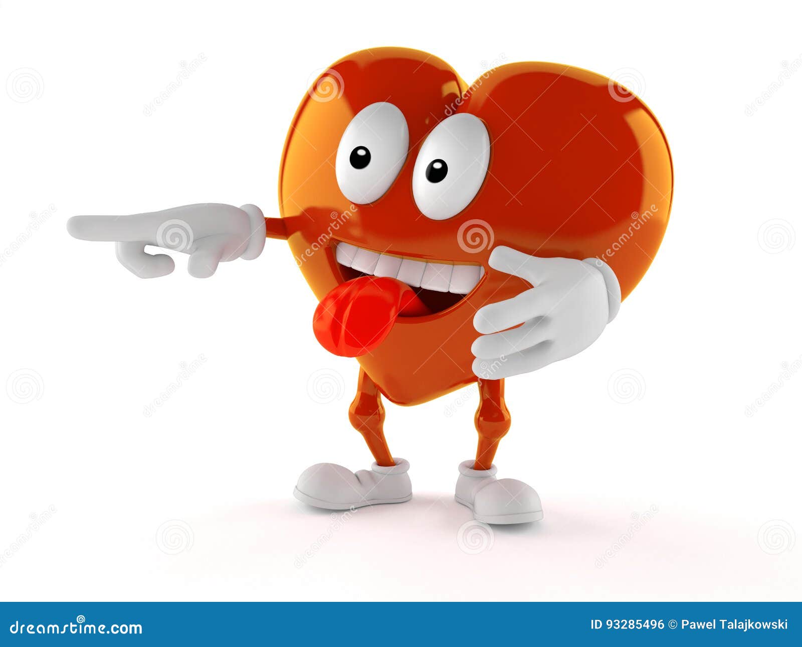 Heart Character Pointing Finger Stock Illustration - Illustration of ...