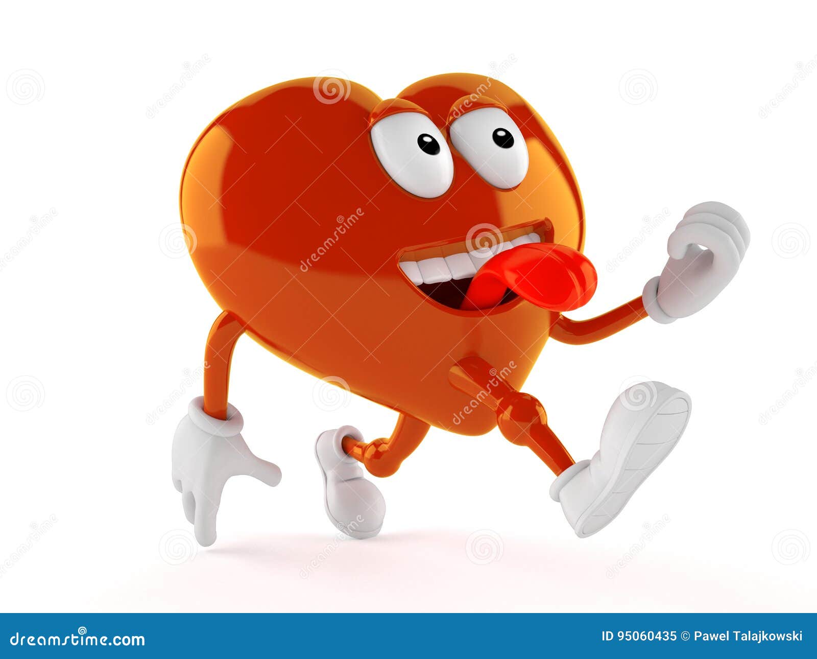 Heart character running stock illustration. Illustration of toon - 95060435