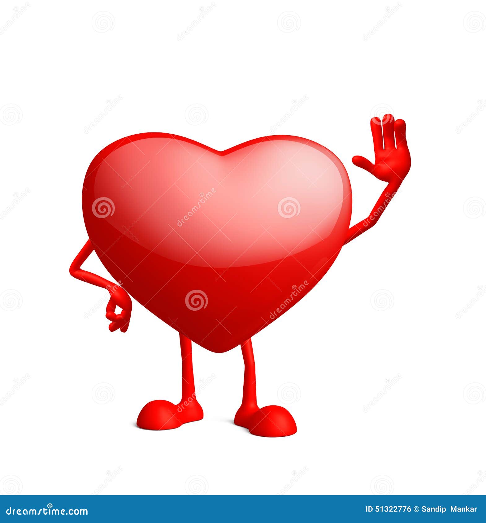 Heart Character with Saying Hi Pose Stock Illustration - Illustration ...