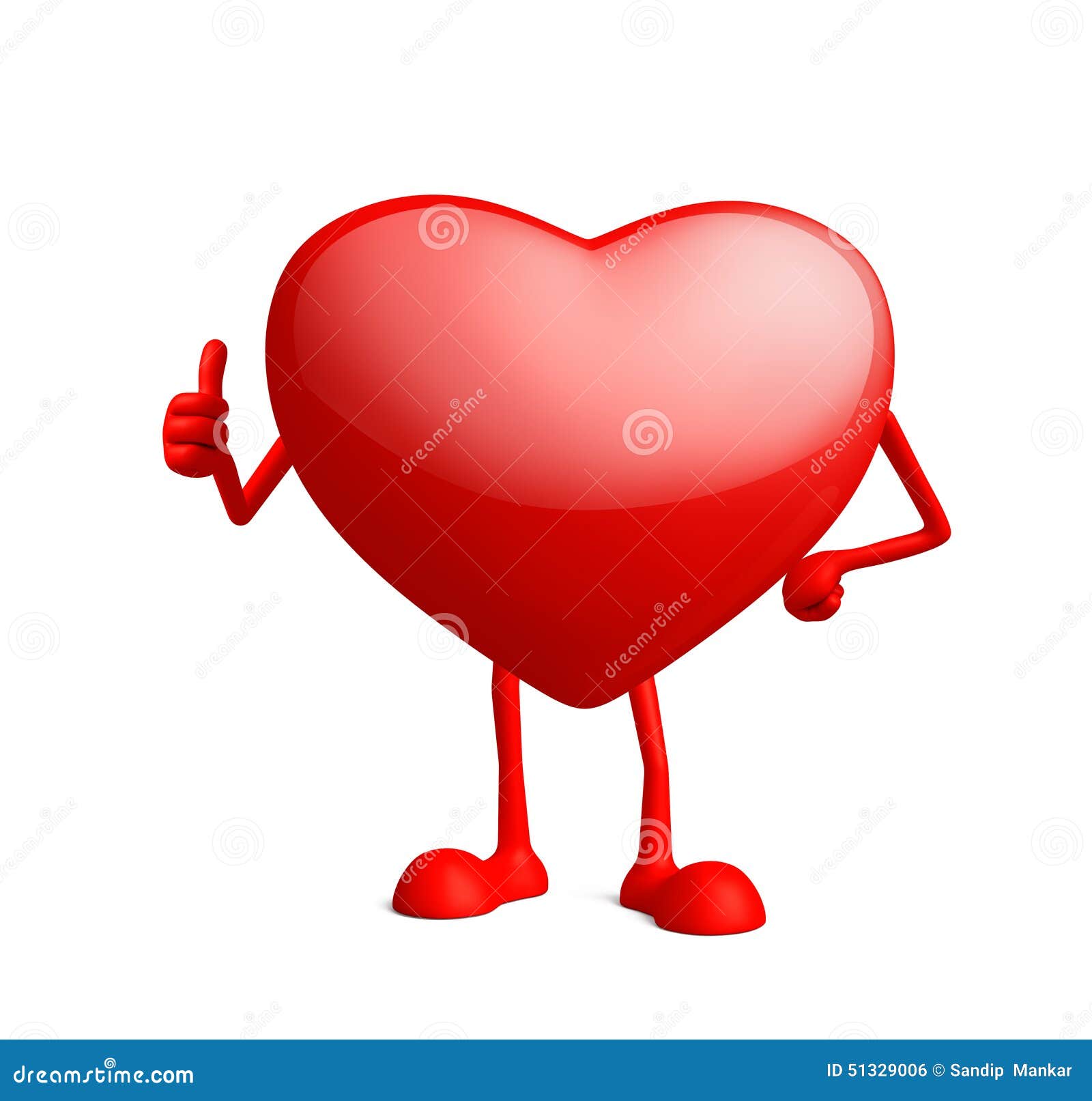 Heart Character with Thumbs Up Pose Stock Illustration - Illustration ...