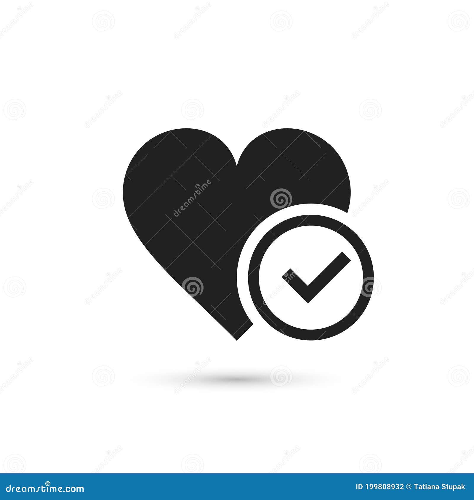 Heart with Check Icon in Flat Style. Vector Illustration Stock Vector ...