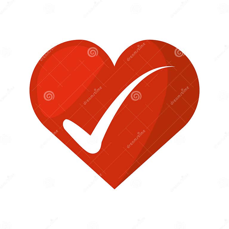 Heart with check icons stock vector. Illustration of voting - 79021645
