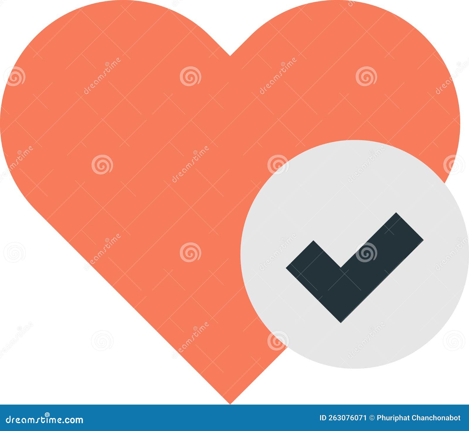 Heart and Check Mark Illustration in Minimal Style Stock Vector ...