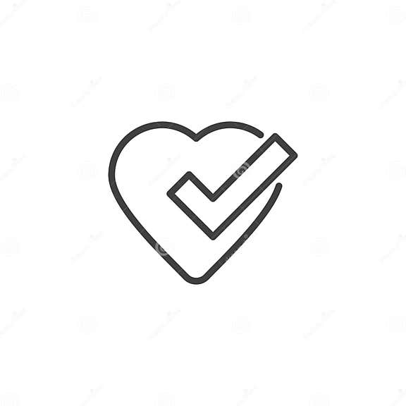 Heart Check Mark Line Icon Stock Vector Illustration Of Thin 283602226