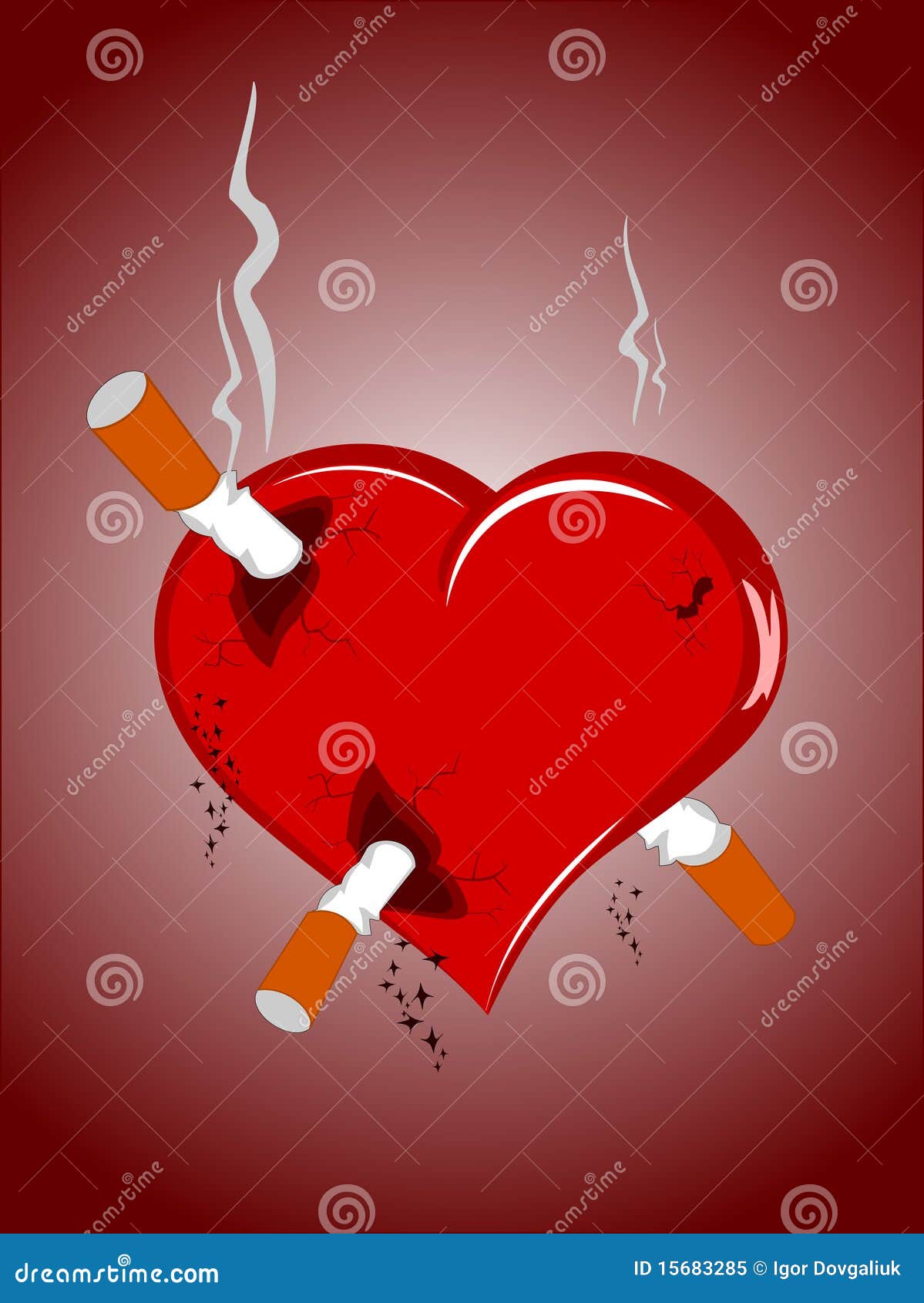 Heart with cigarettes stock vector. Illustration of habit - 15683285