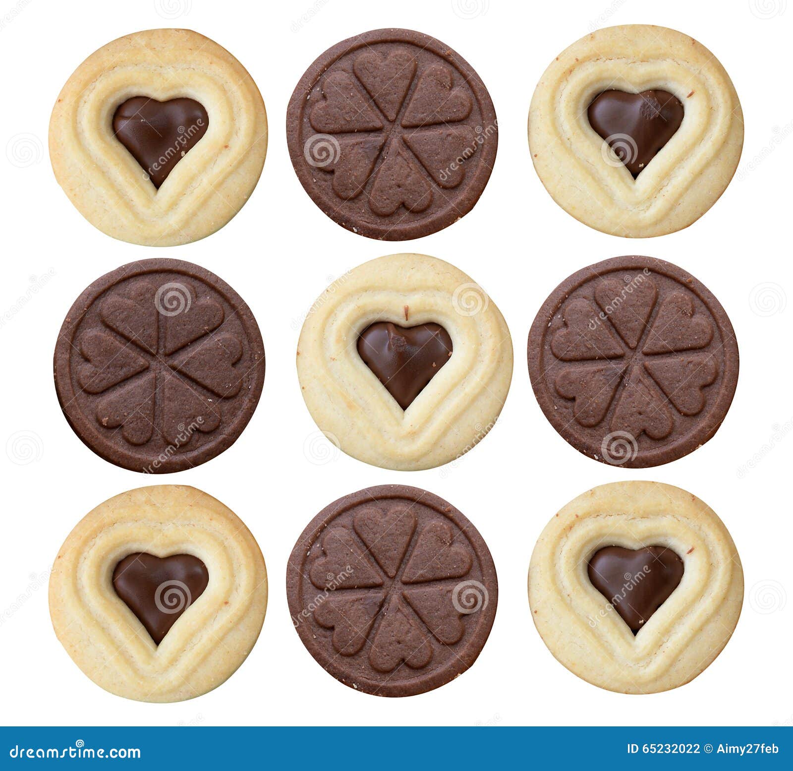 Heart and Circle Cookies Isolated on White Background. Stock Photo ...
