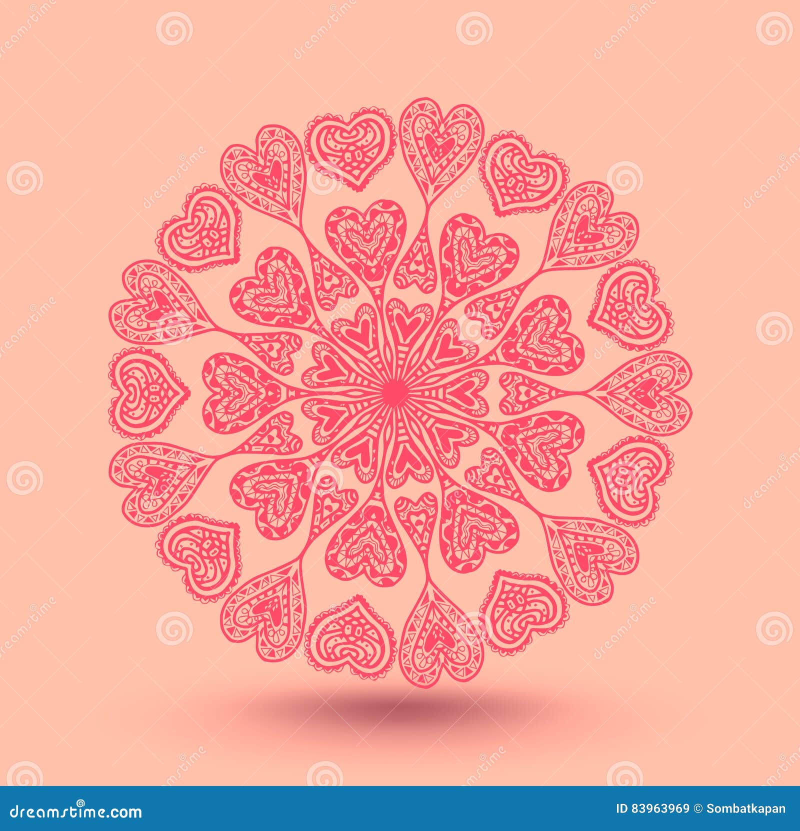 Heart Circle Mandala Style. Stock Vector - Illustration of decorate ...