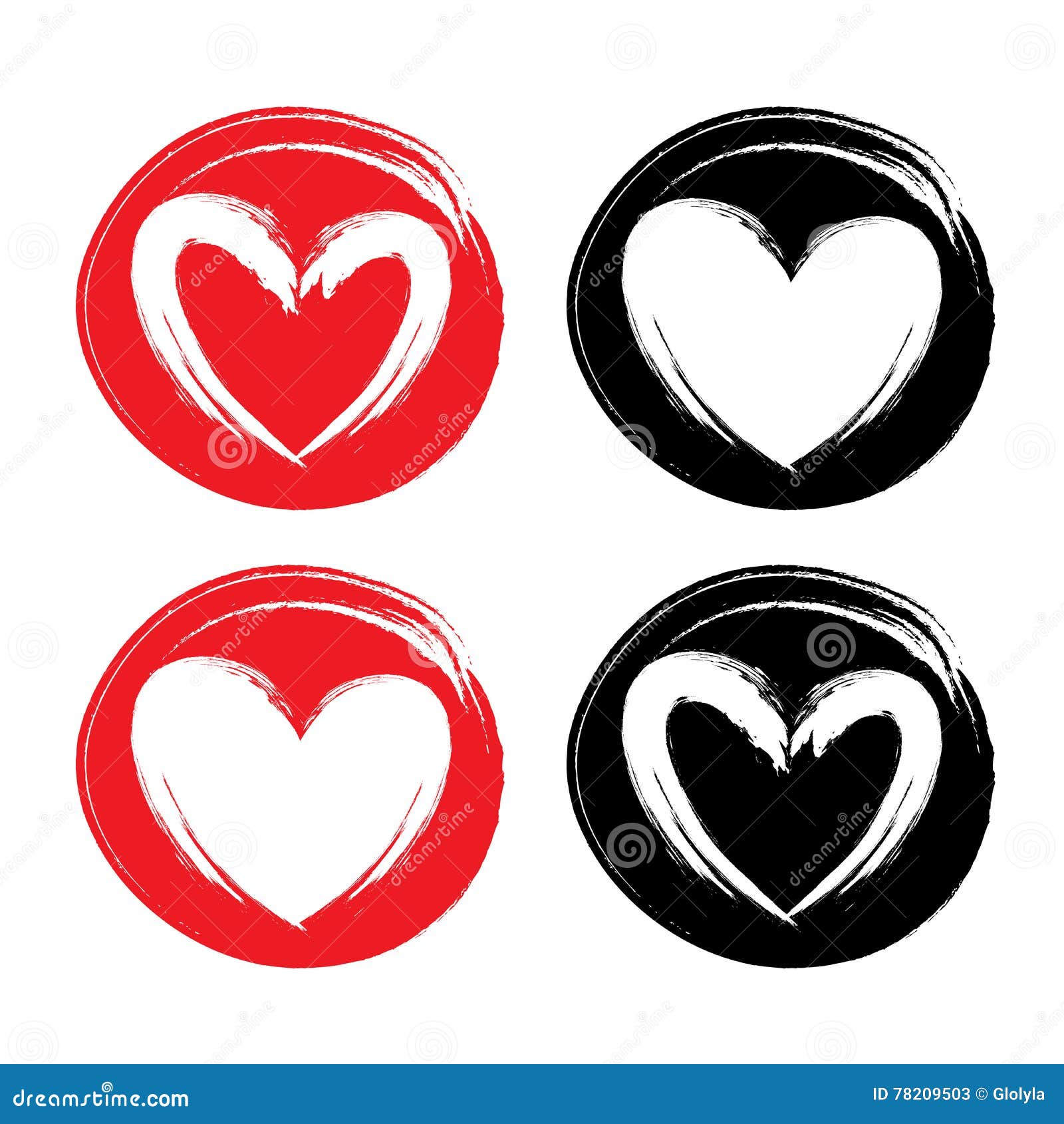 Heart and circle shape. stock vector. Illustration of black - 78209503