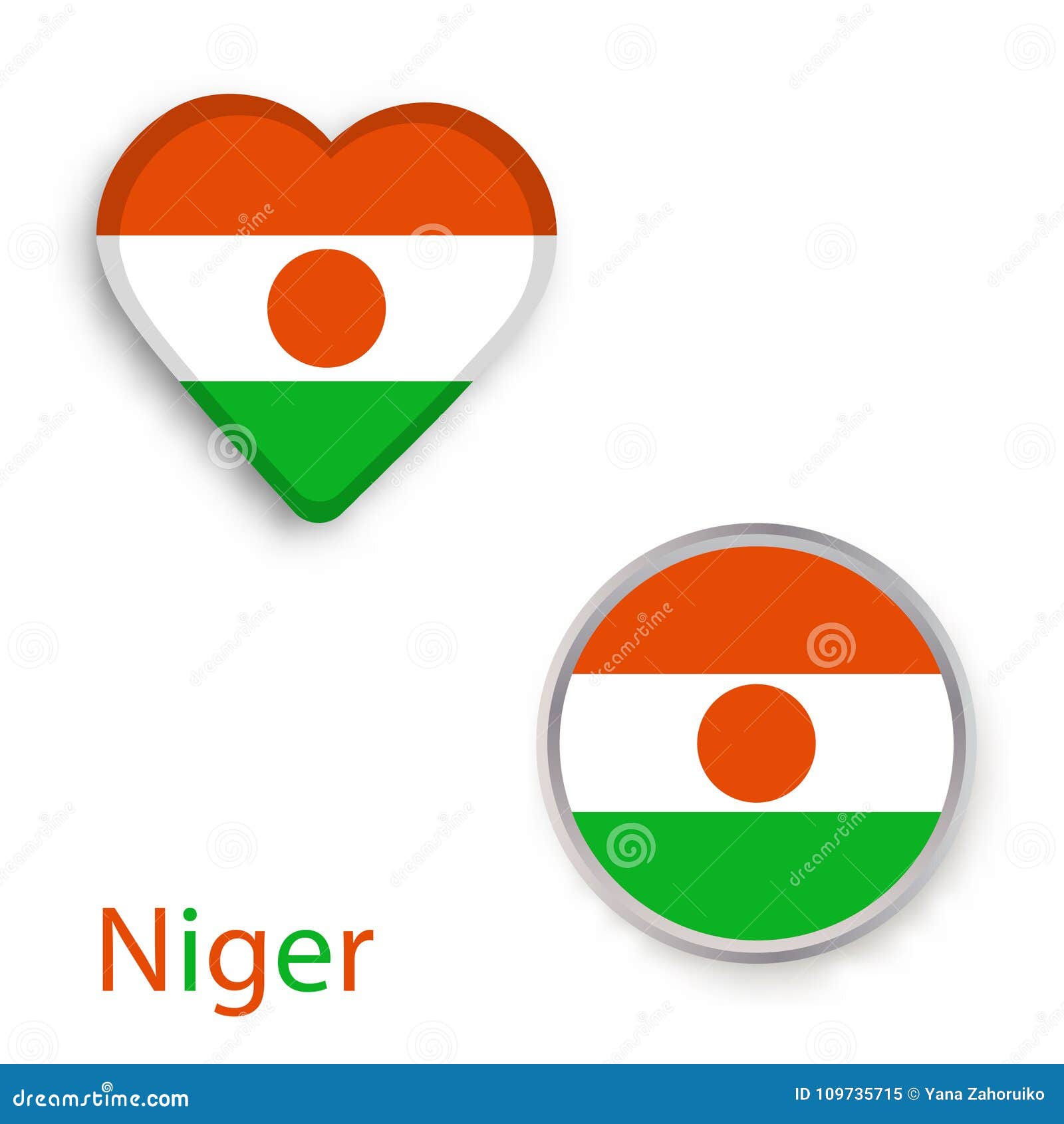 Heart and Circle Symbols with Flag of Niger. Stock Vector ...