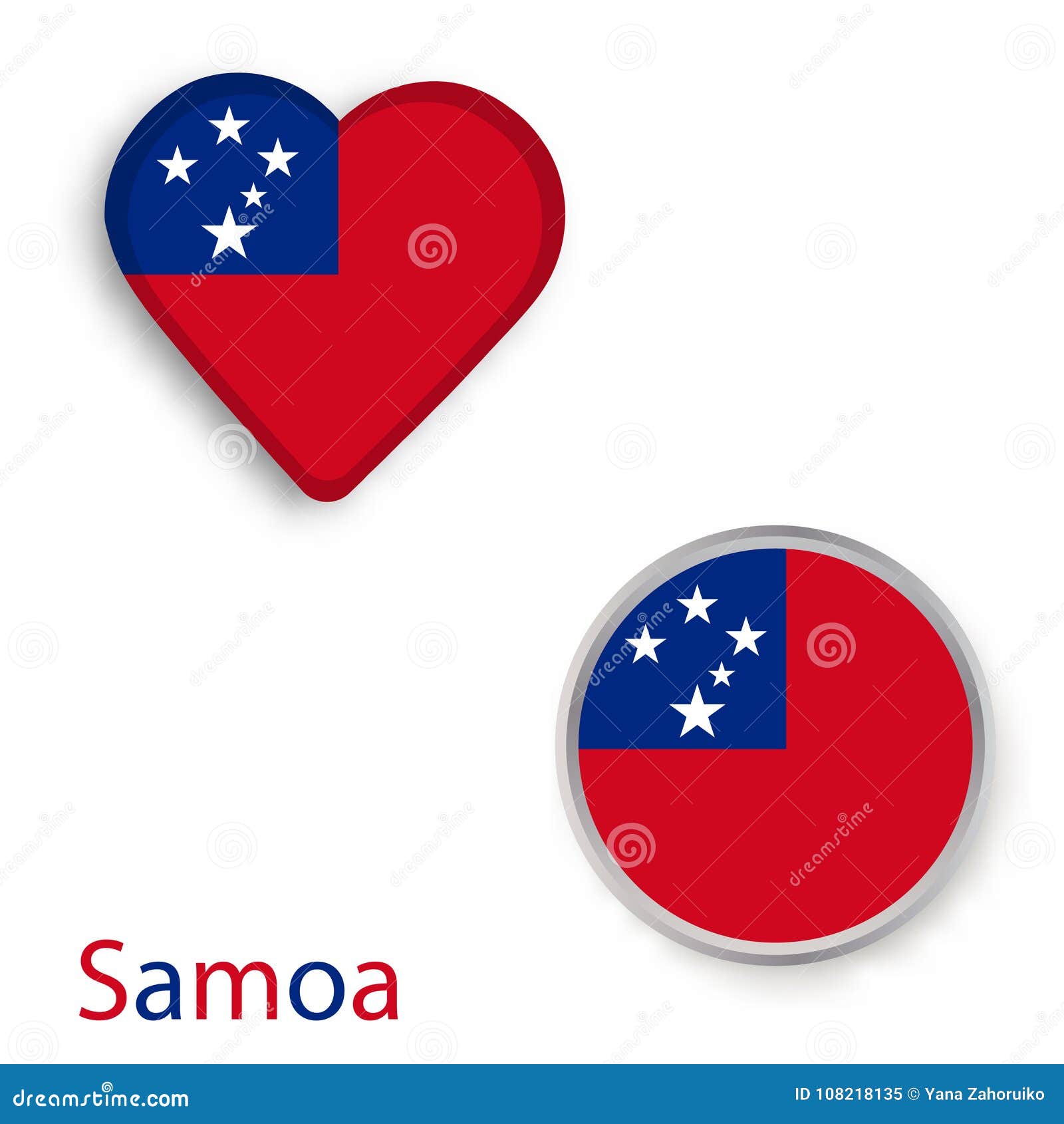Heart and Circle Symbols with Flag of Samoa. Stock Vector ...