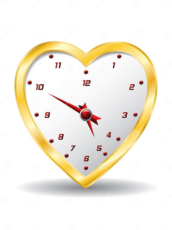 Heart clock stock vector. Illustration of night, glossy - 13002492