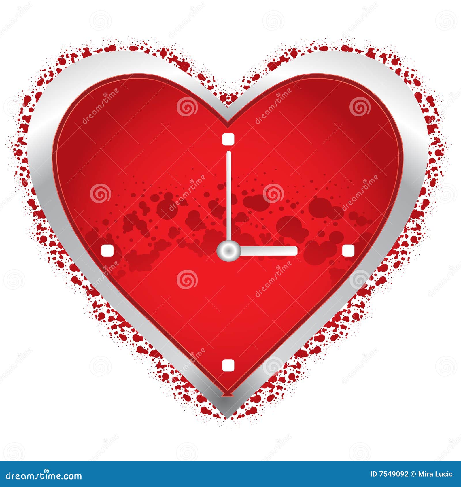 Heart clock stock vector. Illustration of floral, romance - 7549092