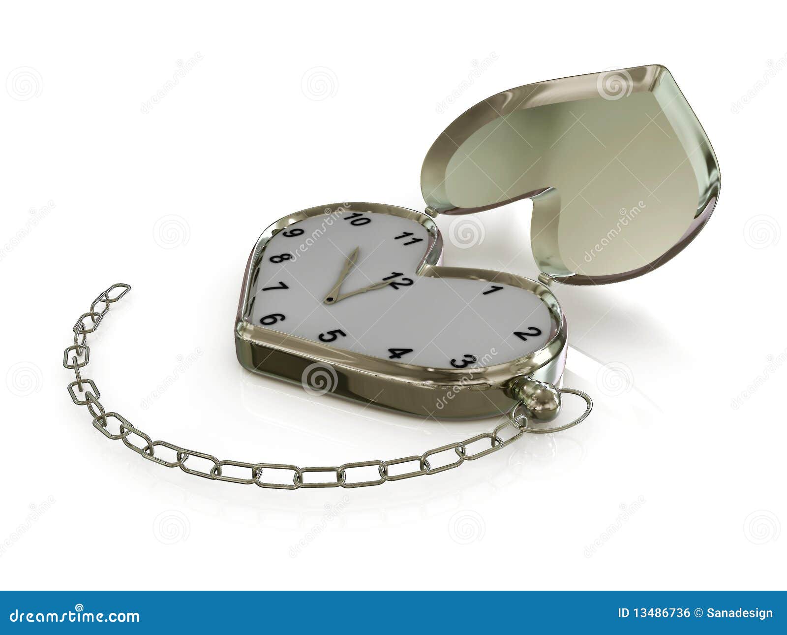 Heart-clock With Chain. 3D Stock Photography | CartoonDealer.com #13490882