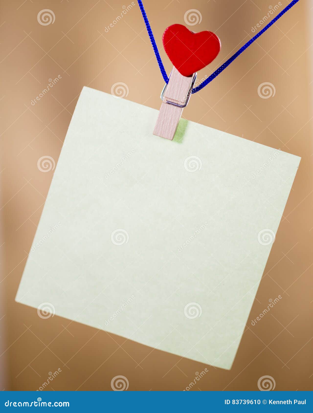 Heart Clothes Peg Holding Note Stock Photo - Image of hanging ...