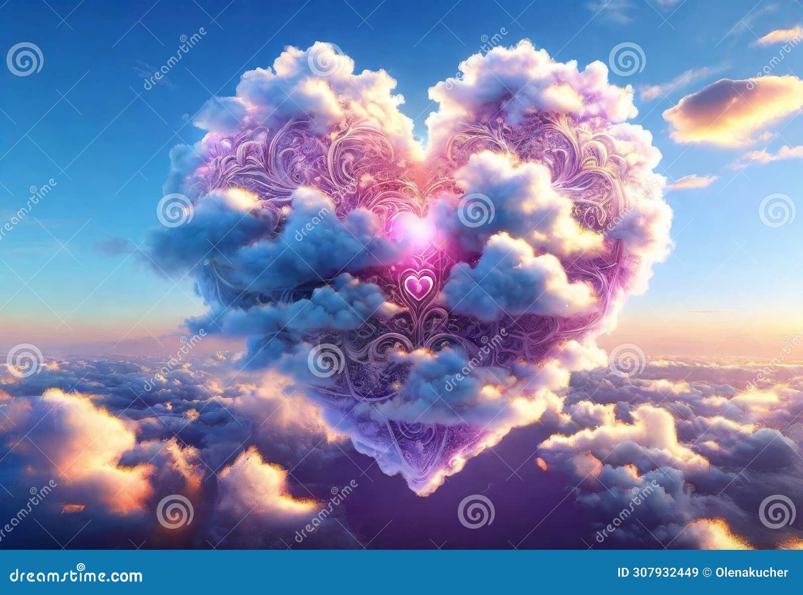 Heart from cloud on sky stock illustration. Illustration of fluffy ...