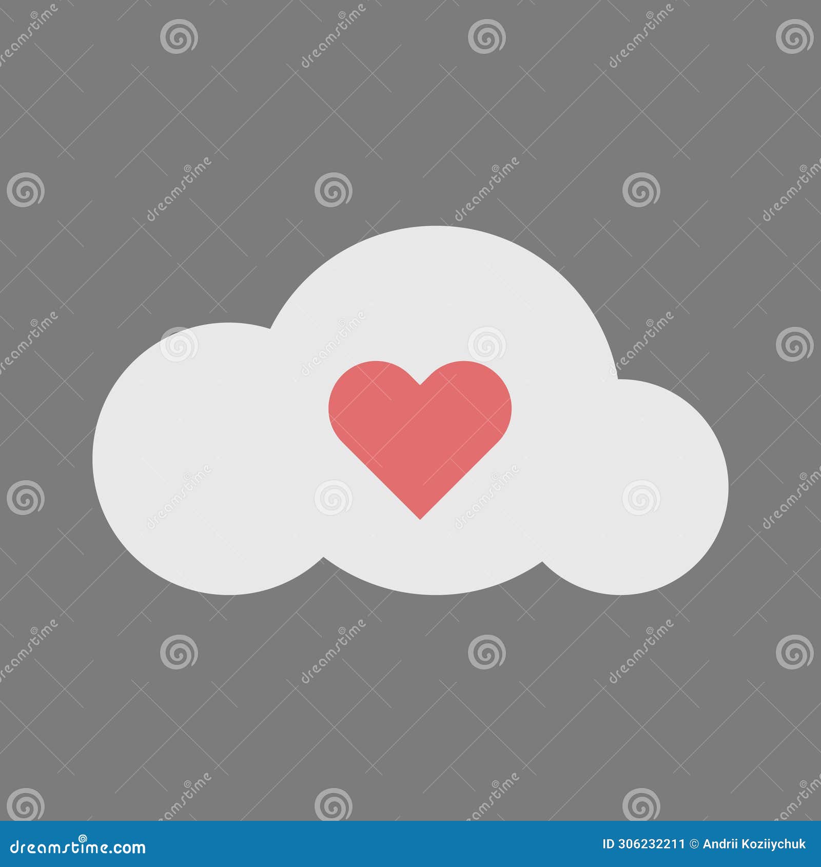 Heart in Cloud Vector. Red Heart on Gray Cloud Vector. Symbol of Love ...