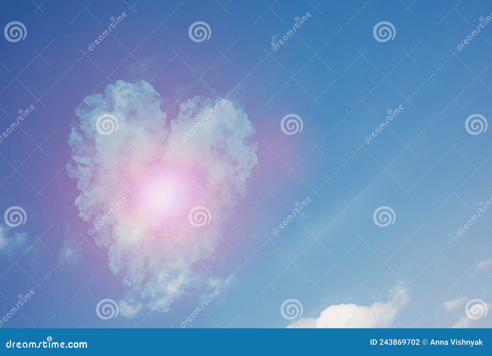 Heart of Clouds with Sun Inside in the Blue Sky Stock Photo - Image of ...