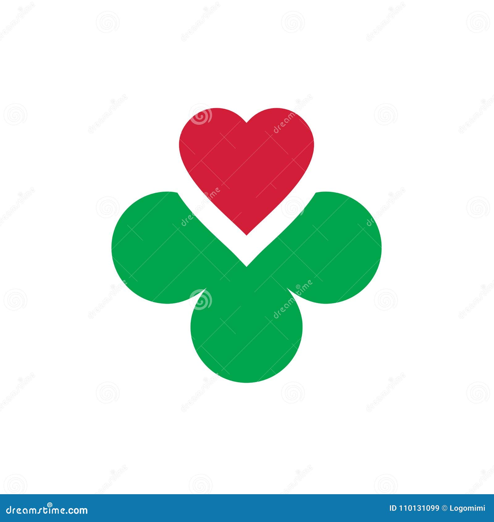Heart and Clover Icon, Vector Logo Design Stock Vector - Illustration ...