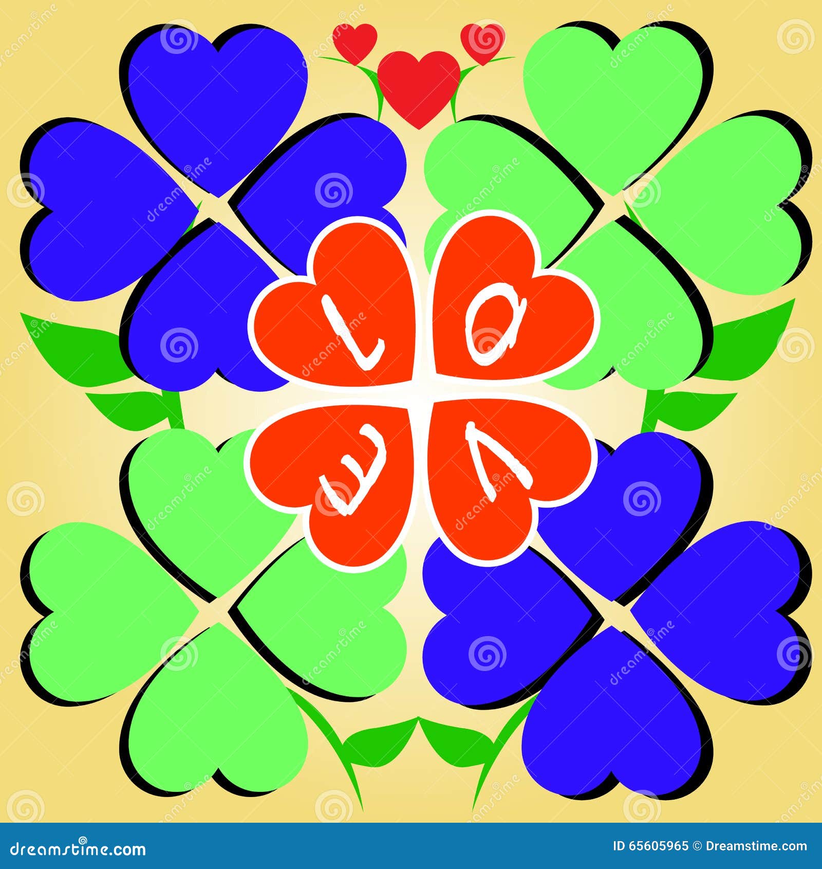 Heart Clover of Love stock illustration. Illustration of february ...