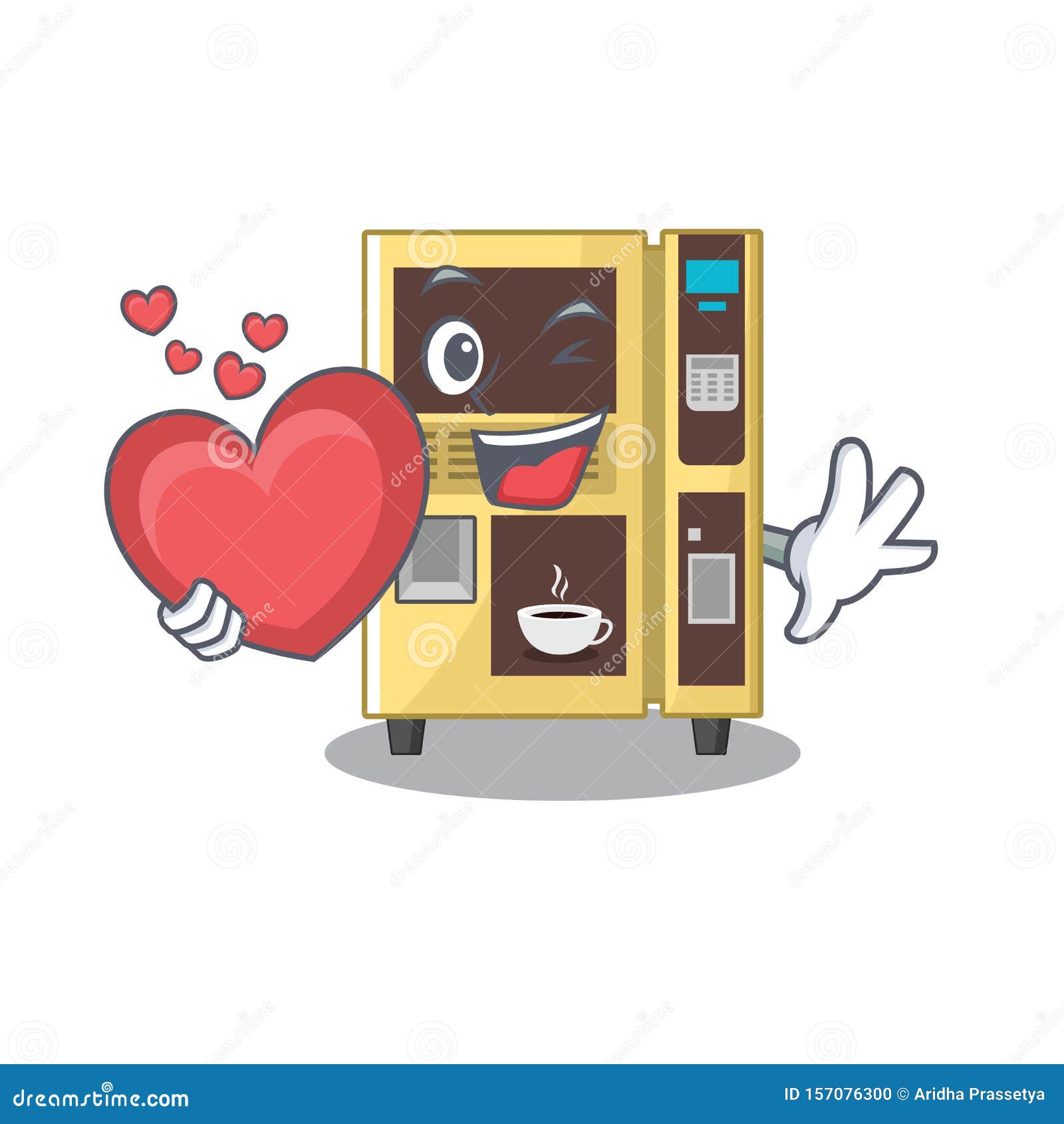 With Heart Coffee Vending Machine in a Karakter Stock Vector ...