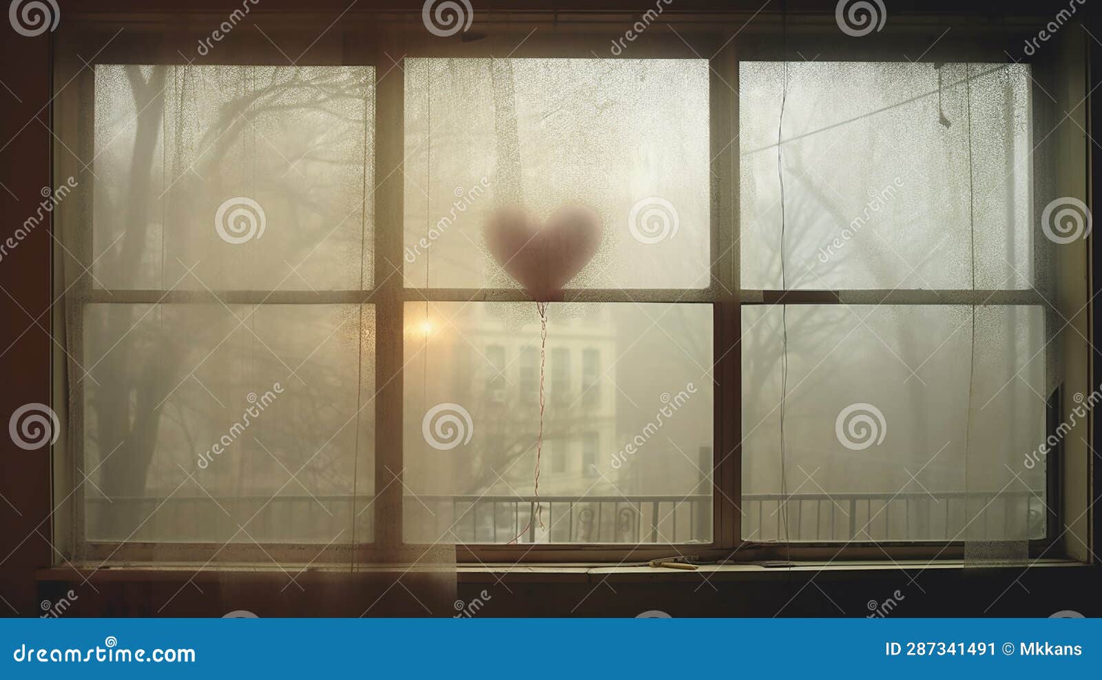 Heart on Cold Fogged Window Stock Illustration - Illustration of design ...