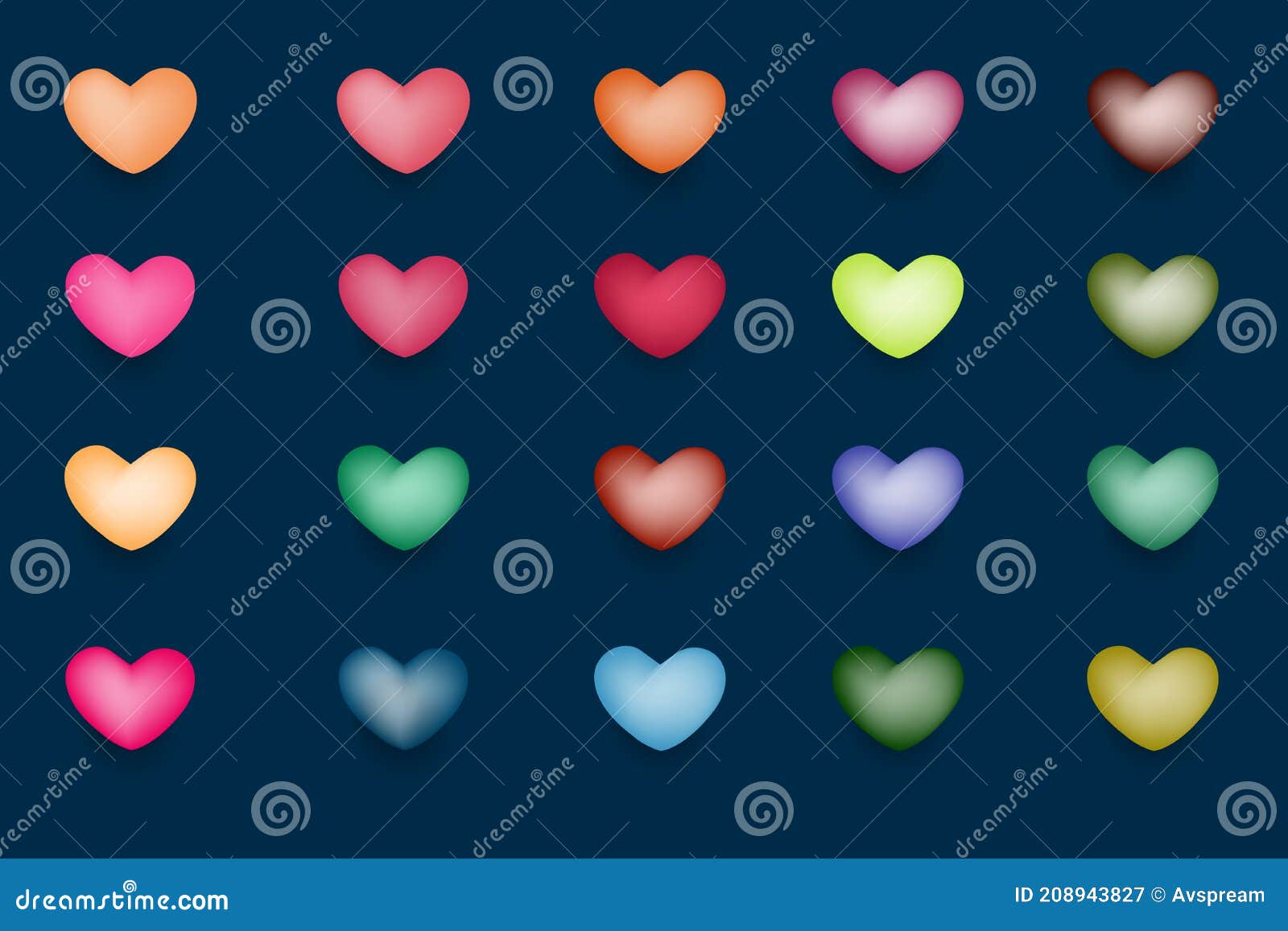 Heart Collection. Set of Many Colorful Hearts Stock Vector ...