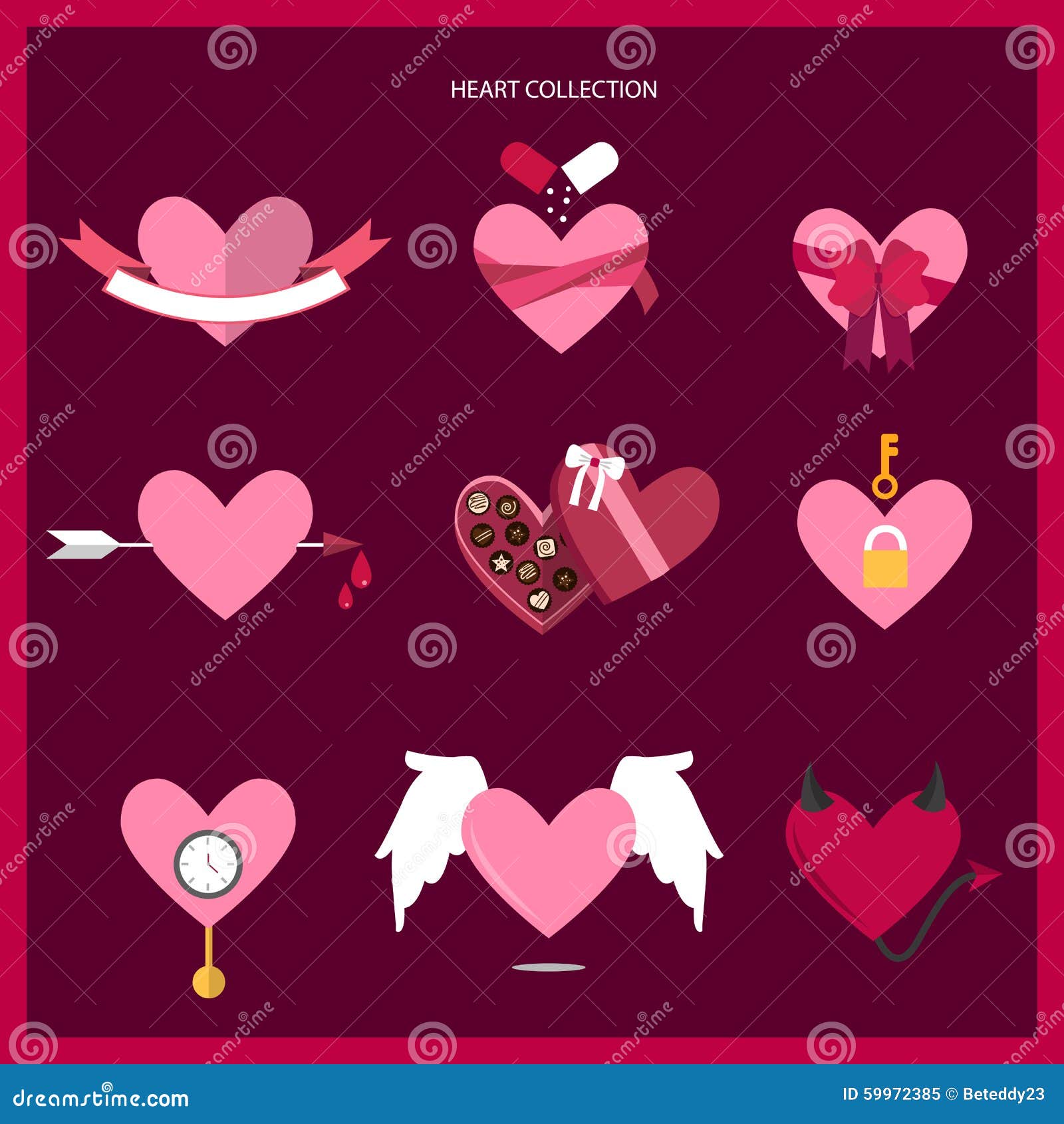 Heart Collection stock vector. Illustration of chocolate - 59972385