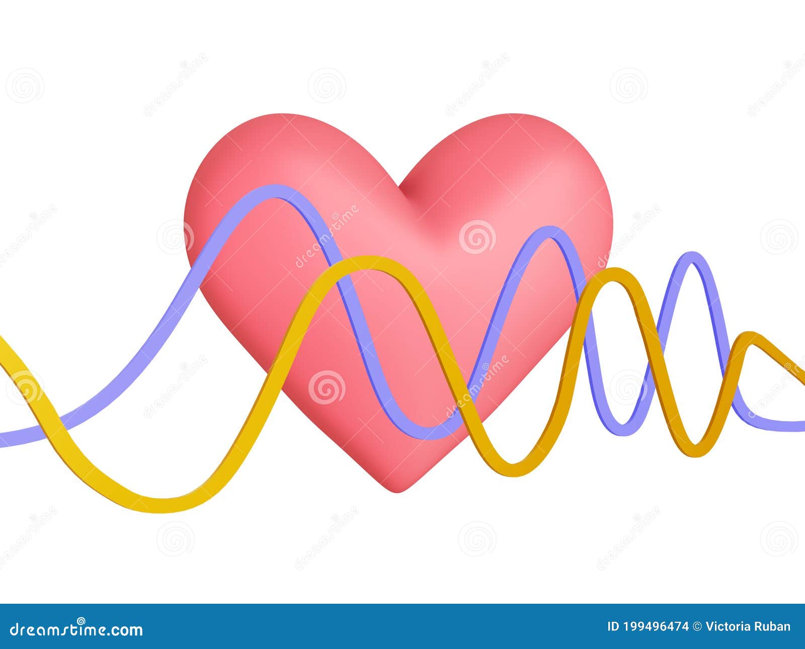 Heart with Color Curved Lines Stock Illustration - Illustration of ...