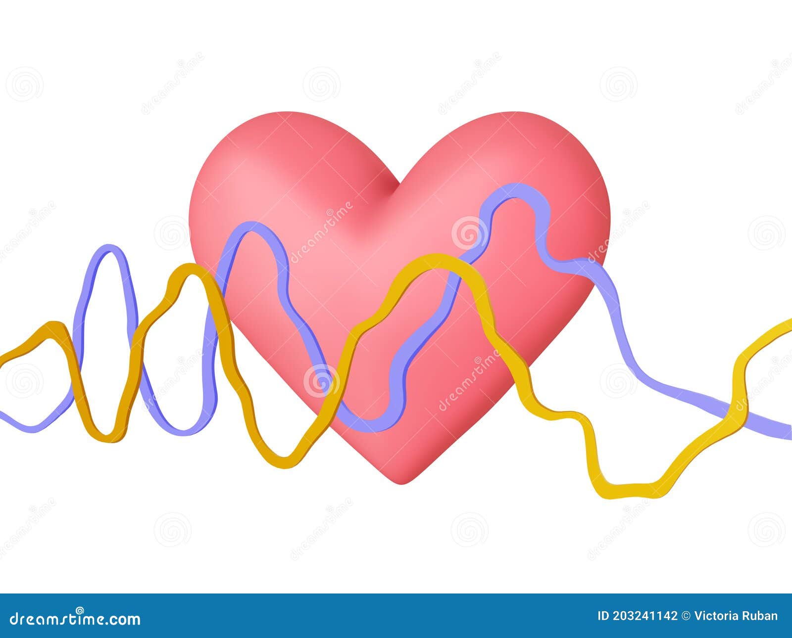 Heart with Color Curved Lines Stock Illustration - Illustration of love ...