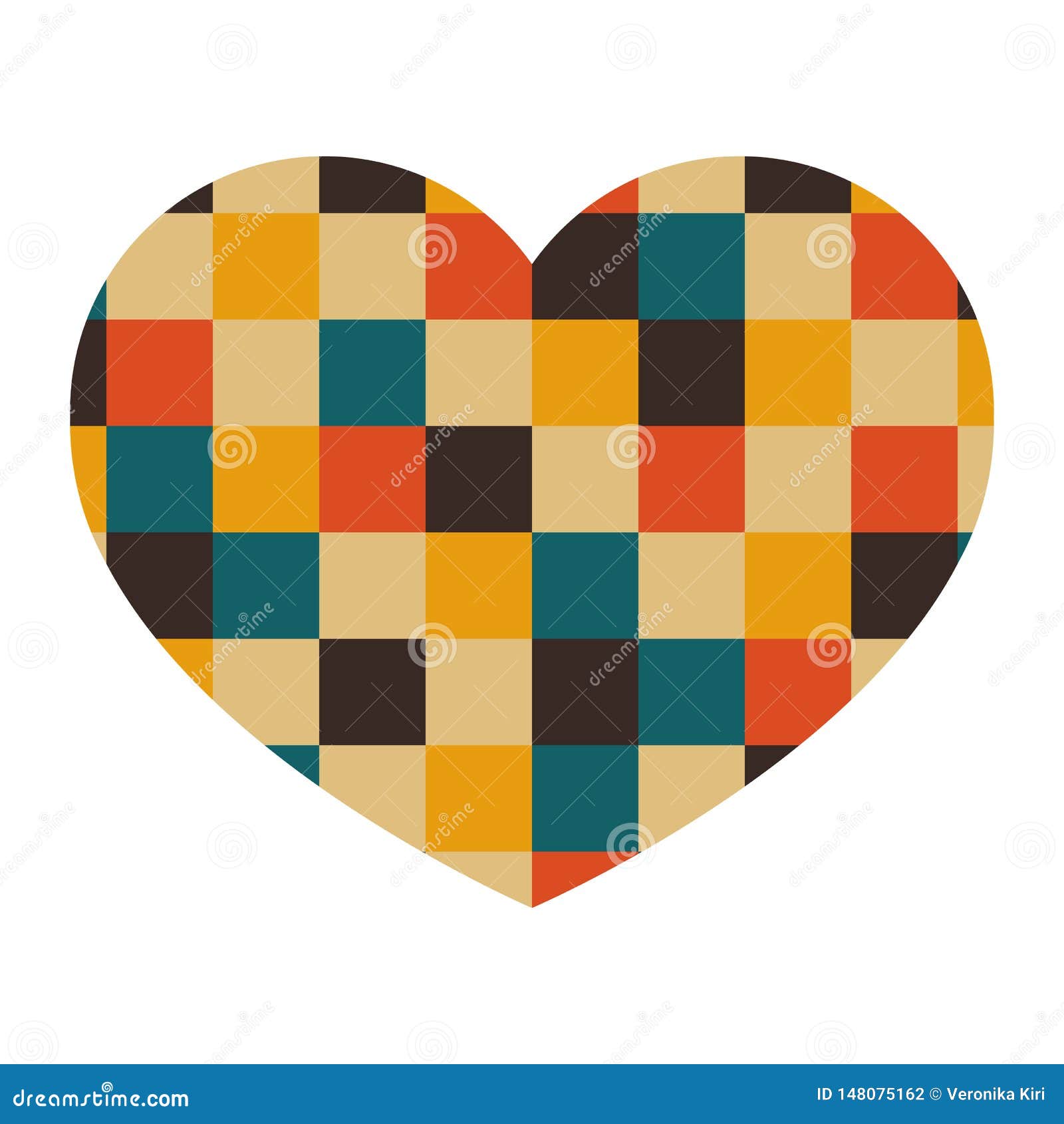 Heart with a Color Pattern of Squares. Heart with Geometric Pattern ...