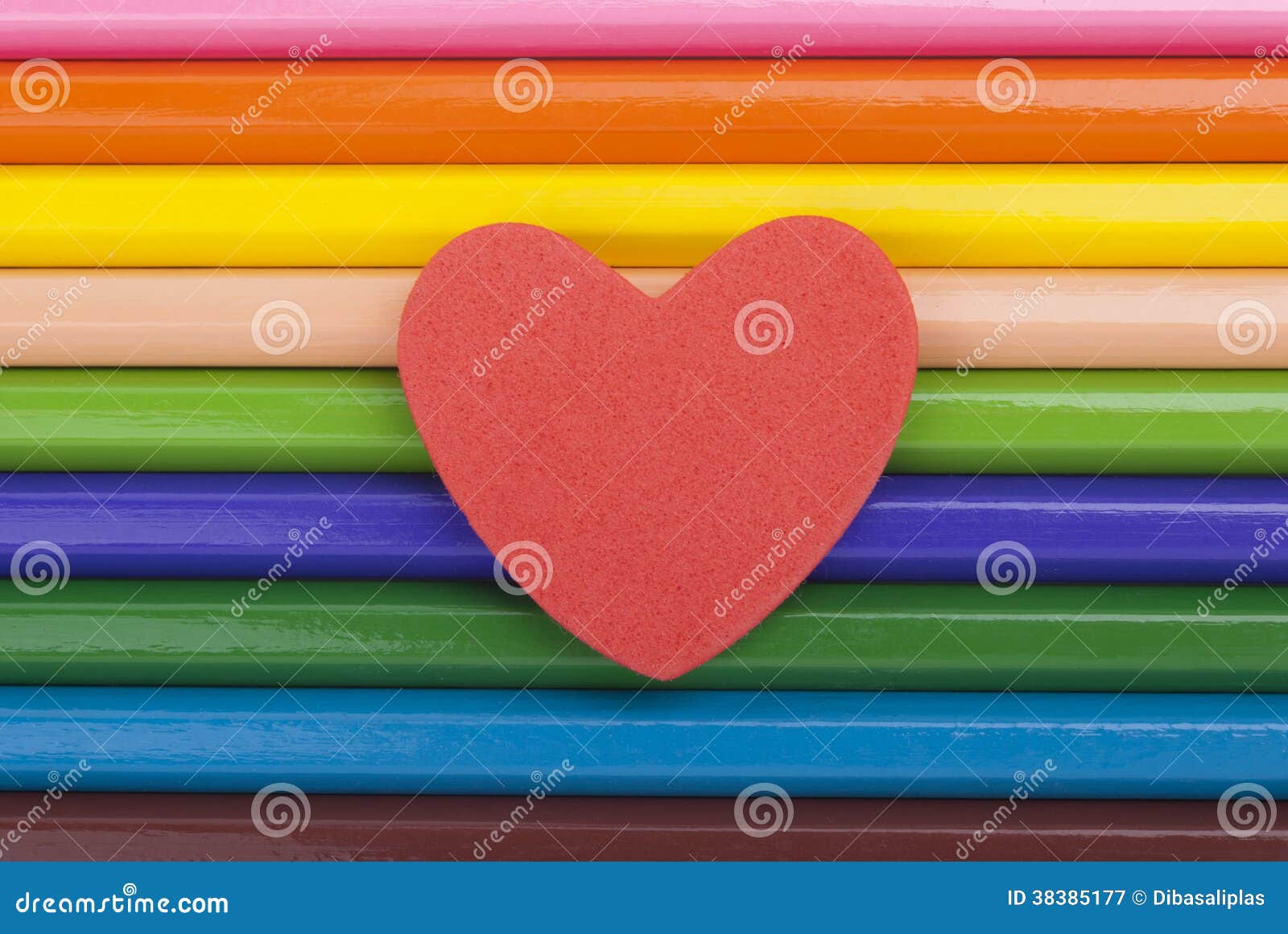 Heart on colored pencils. stock image. Image of colorful - 38385177