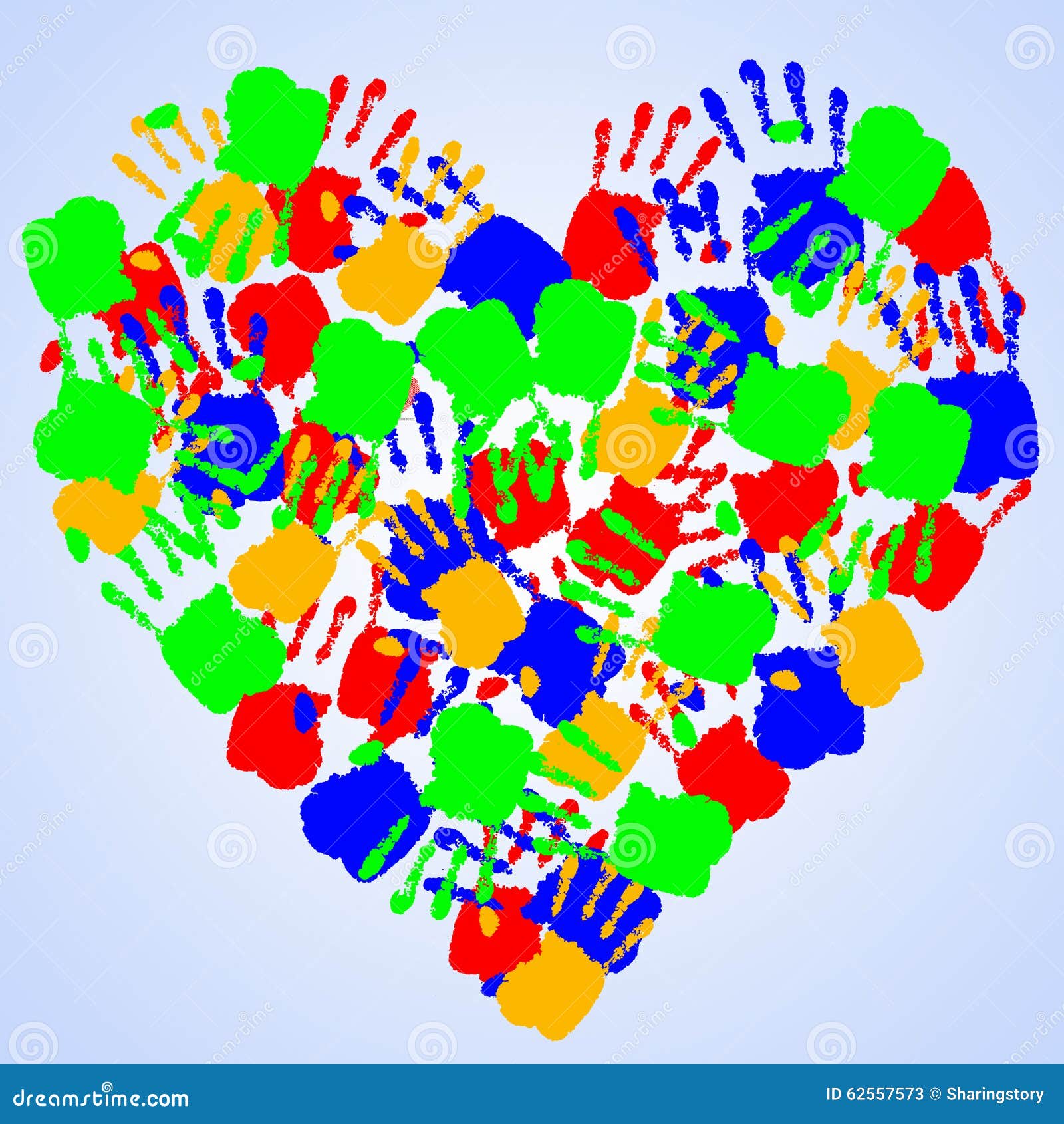 Heart with Colorful Handprints Stock Illustration - Illustration of ...