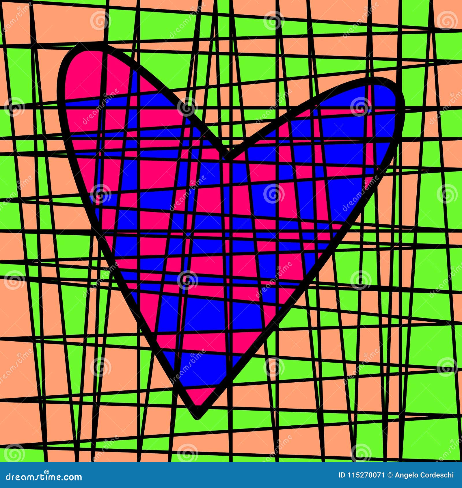 Heart Colorful Tiled Patchwork. Colored Plot Stock Illustration ...