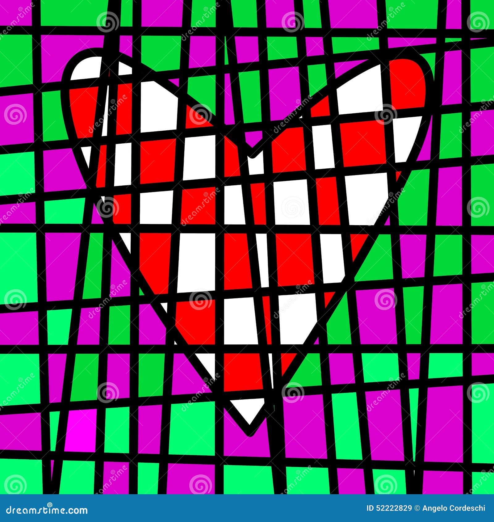 Heart Colorful Tiled Patchwork. Colored Plot Stock Illustration ...