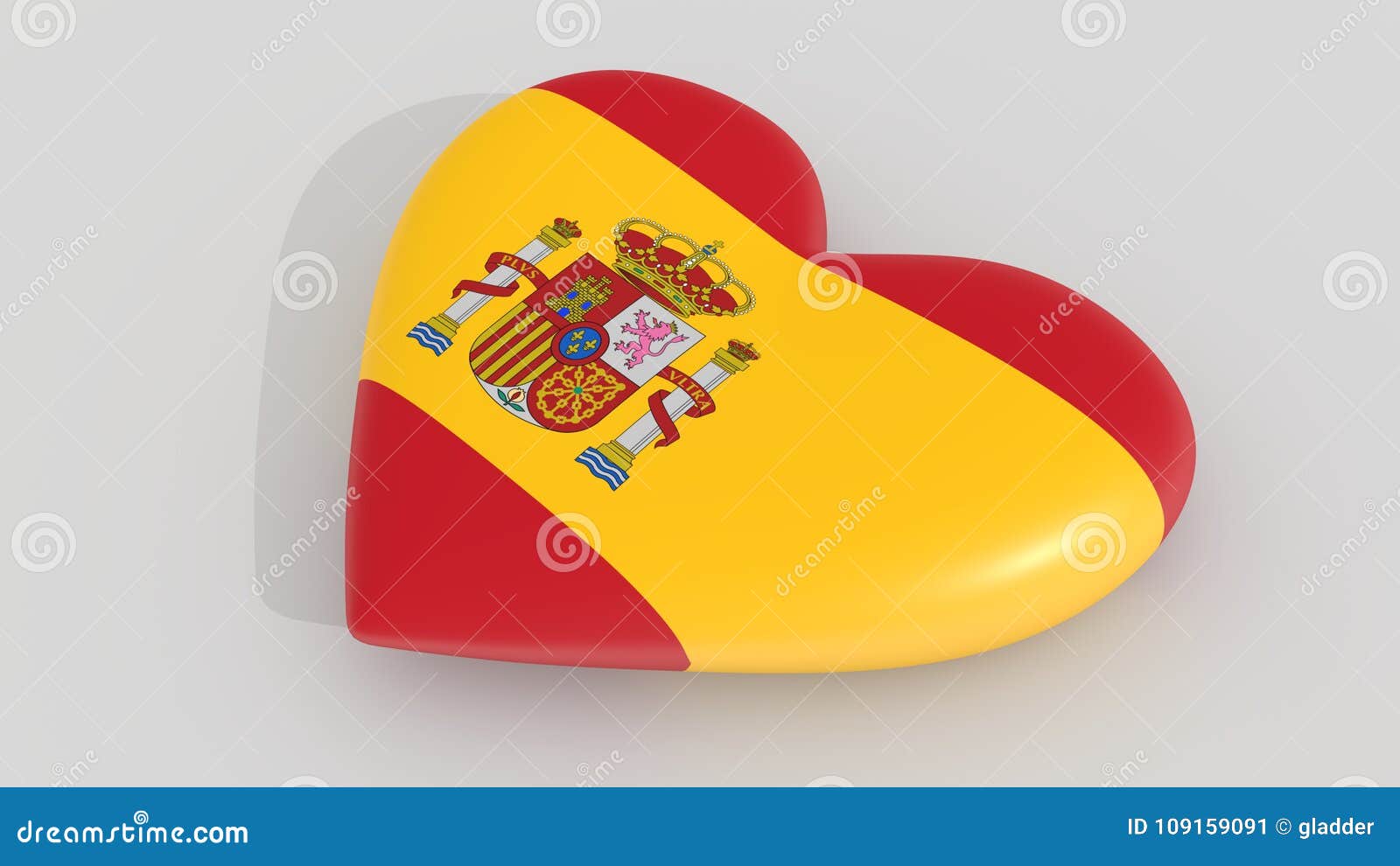 Heart in the Colors of Spain Flag, on a White Background, 3d Rendering ...