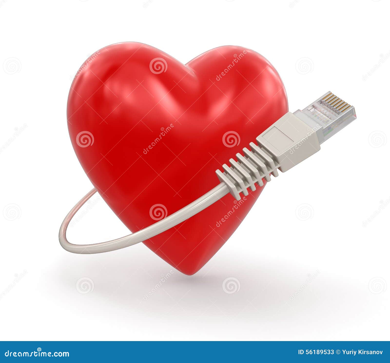 Heart and Computer Cable (clipping Path Included) Stock Illustration ...