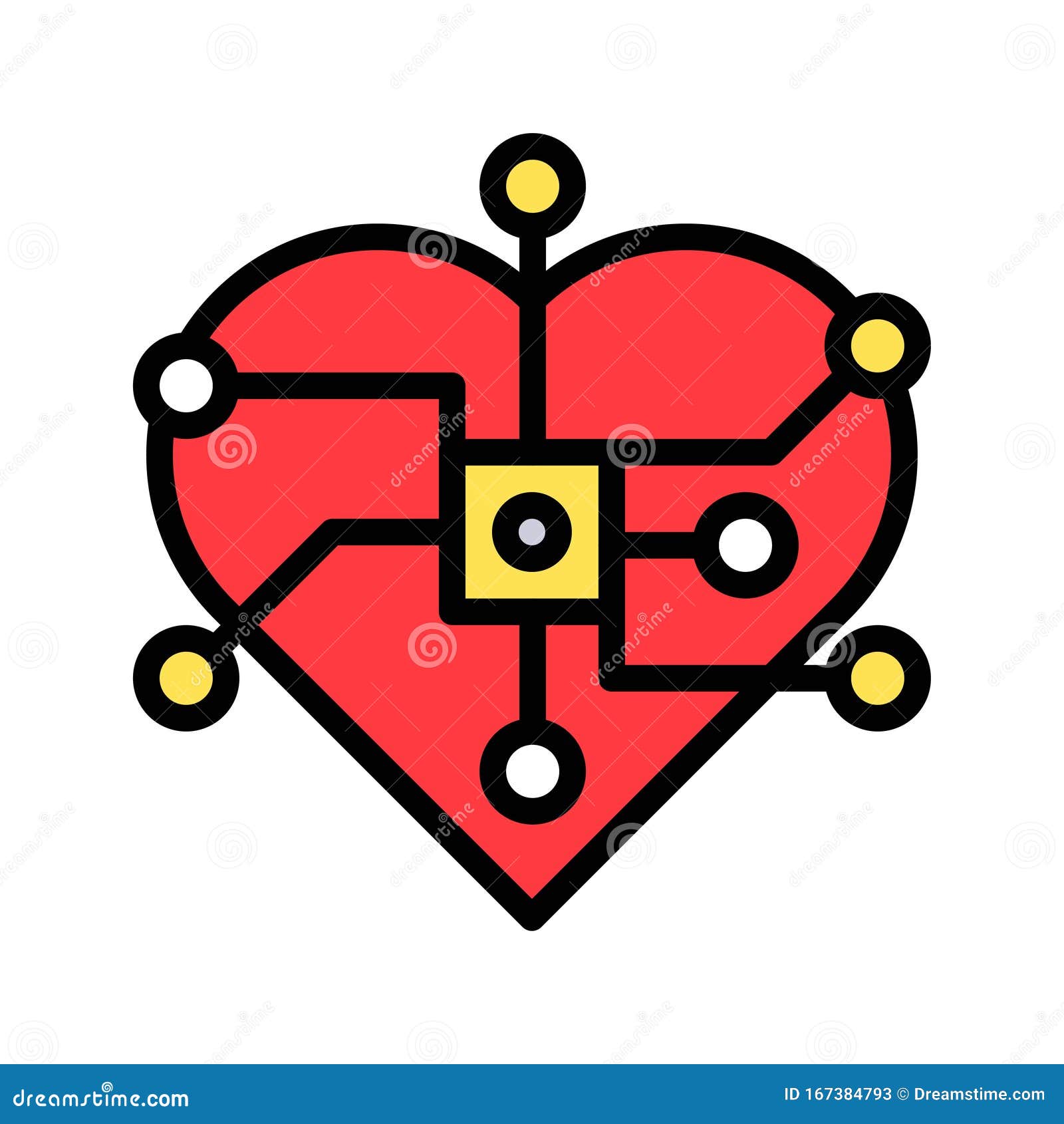 Heart with Computer Chip, Future Technology Filled Design Icon Stock ...