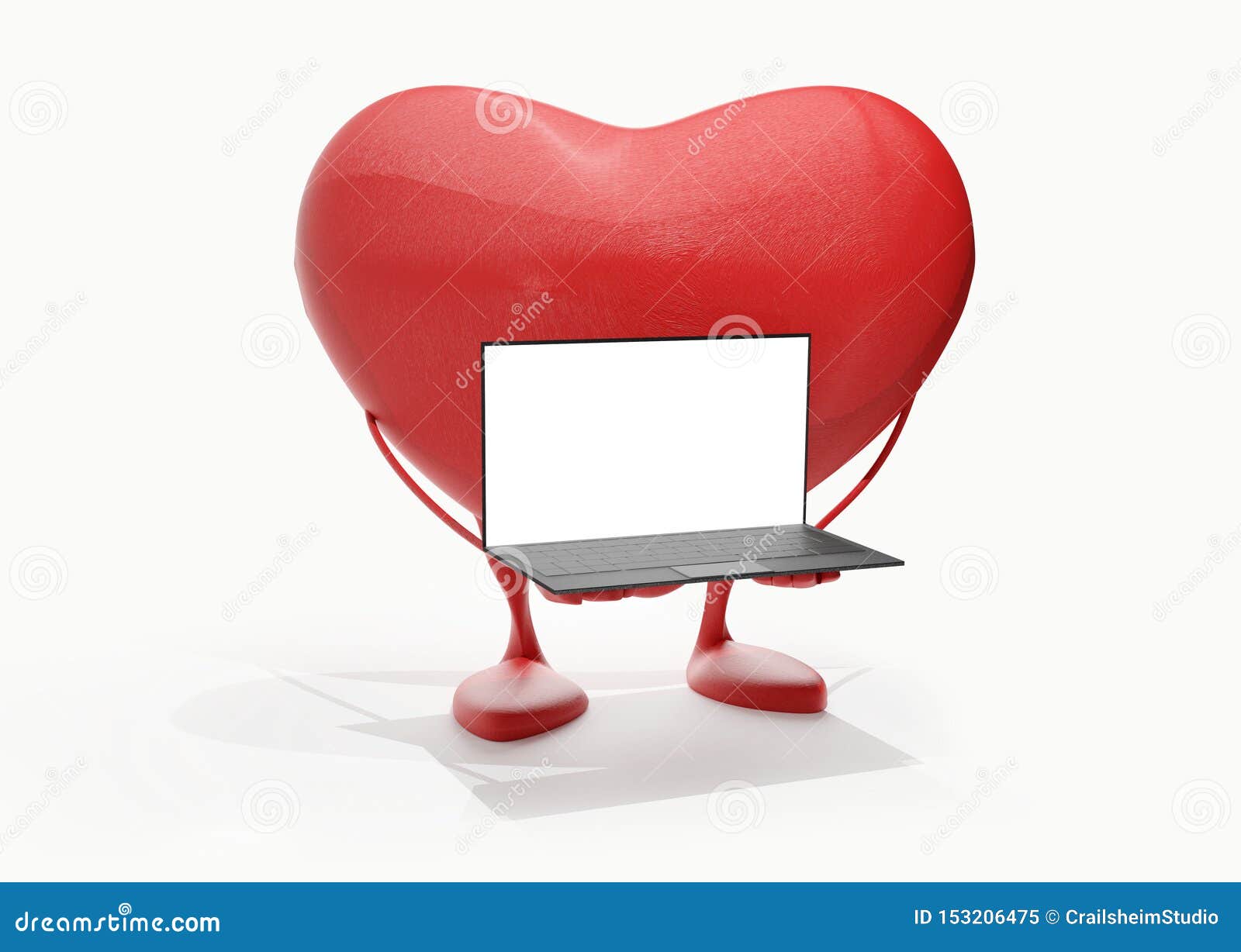 Heart Computer Isolated on White 3d-illustration Stock Illustration ...