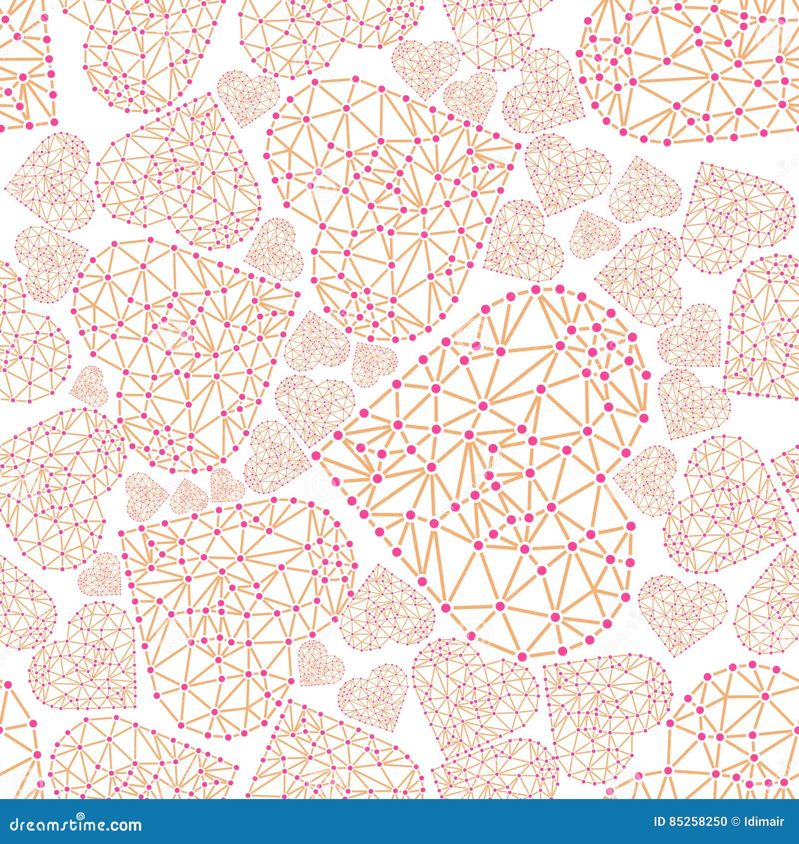 Heart with Connected Lines and Dots. Wireframe Mesh Polygonal Element Stock Vector ...