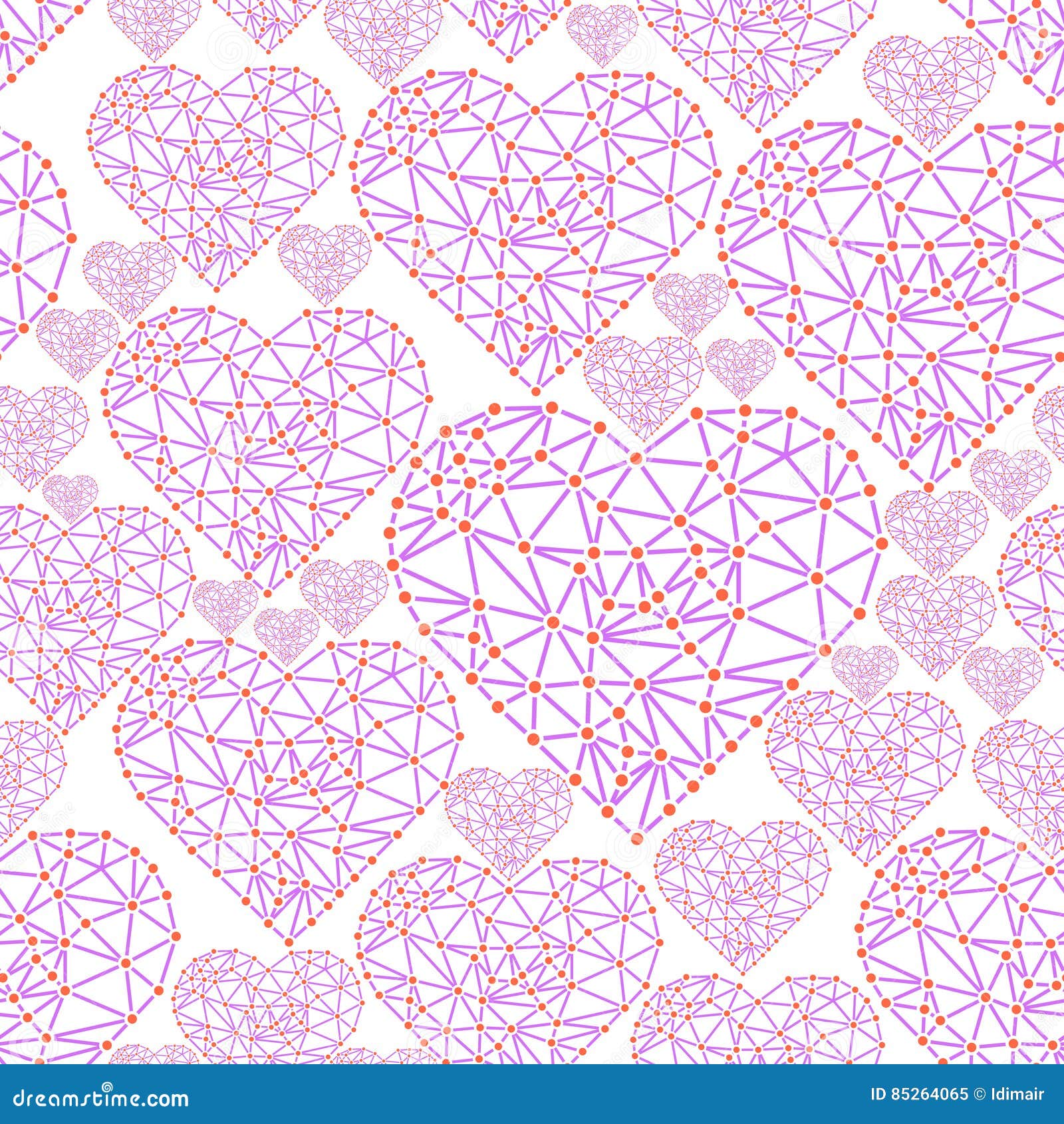 Heart with Connected Lines and Dots. Wireframe Mesh Polygonal Element ...