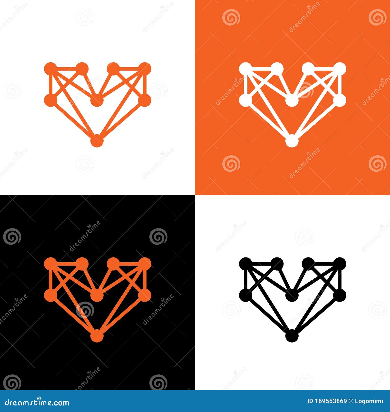 Heart Connection Logo Design Template Elements, Technology Concept ...