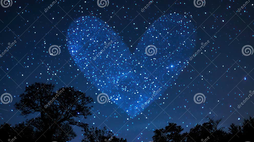 Heart Constellation in the Midnight Sky Stock Illustration ...