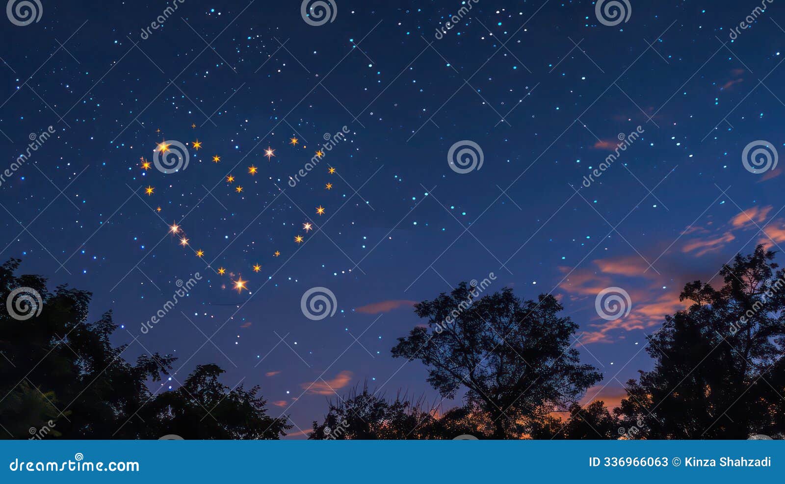 Heart Constellation in the Midnight Sky Stock Illustration ...